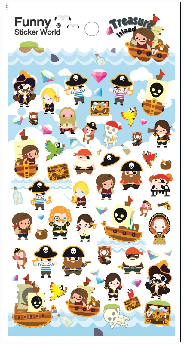 Treasure Island Stickers – Toys and Treasures